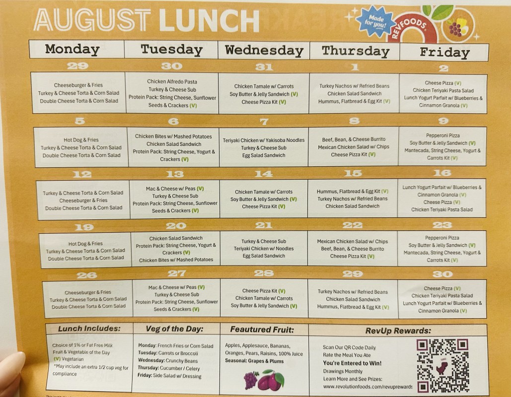 Cafeteria Monthly Menus | St. Raphael Catholic School